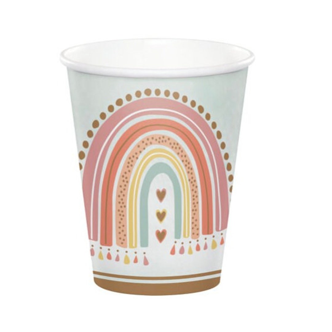 Boho Rainbow Party Cups - Rainbow Party Decor, Baby Shower Decorations ...