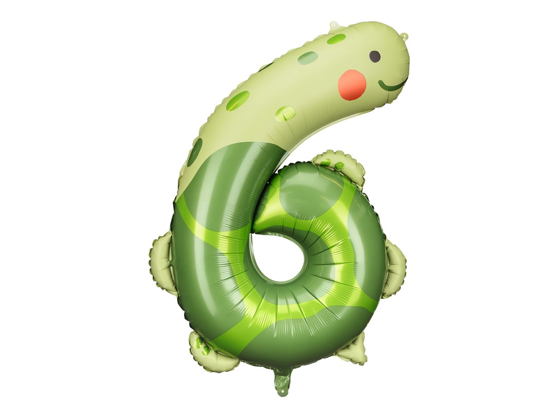 Turtle 6th Birthday Balloon - Number 6 Balloon, Reptile Birthday ...