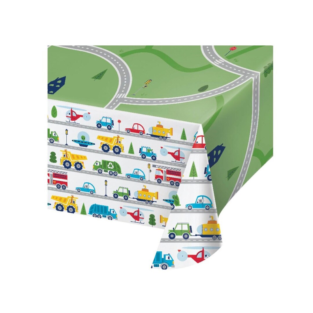 Transportation Party Tablecloth, Paper Table Cover, Traffic Jam ...