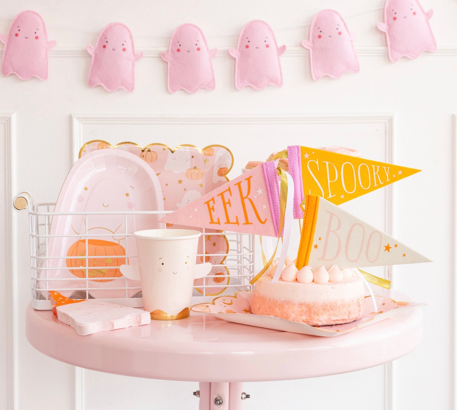 Pink Ghost Banner - Pink Ghost Party Decorations, Halloween Banner, Boo ...