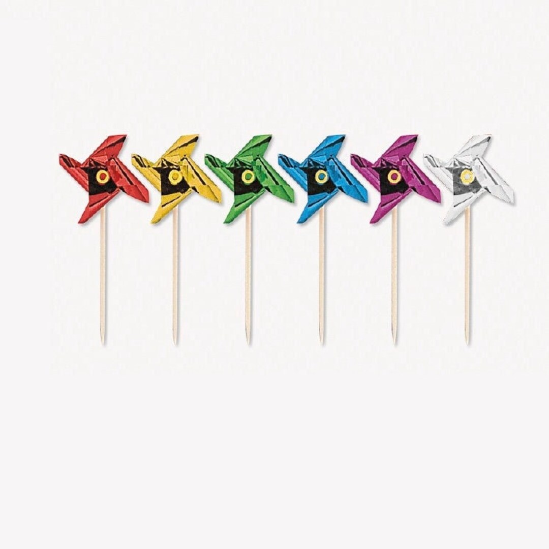 Pinwheel Cupcake Picks X12, Pin Wheels, Pinwheel Cake Toppers, Rainbow ...