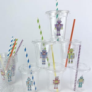 Robot Party Cups 12ct - Robot Birthday Decorations, Robot Party ...
