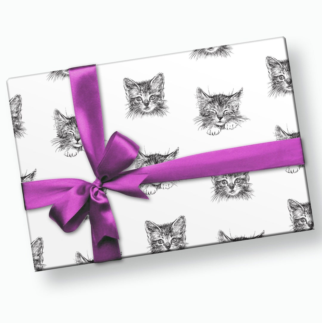 Cat Wrapping Paper - Cat Gift Wrap, Kitty Cat Party Supplies, Cat ...