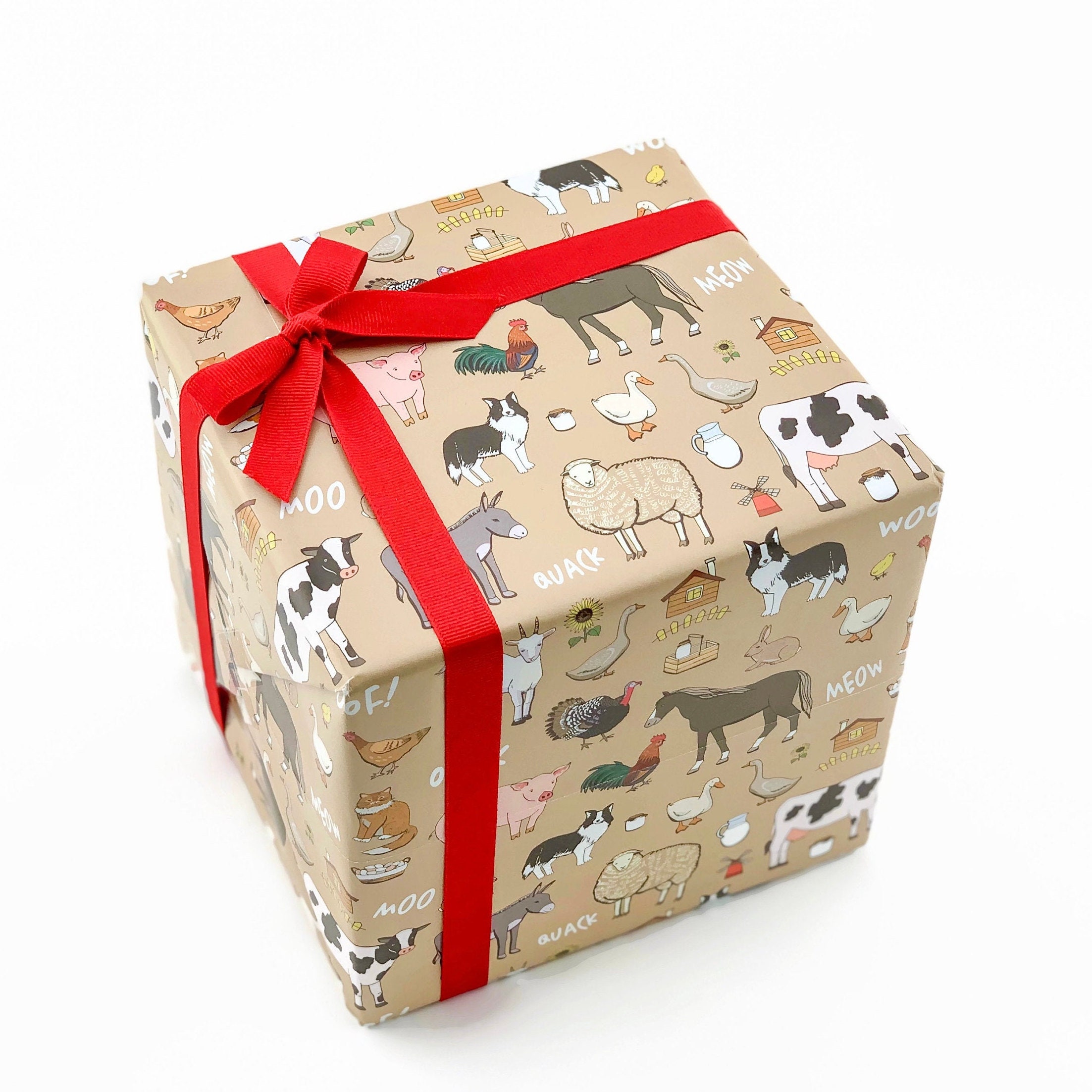 Farm Animals Gift Wrap Farm Party Farm Birthday Barnyard - Etsy