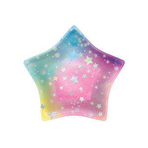 Iridescent Pastel Rainbow Star Plates, Pastel Birthday Plates ...