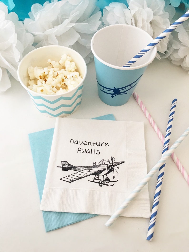 Airplane Napkins Travel Baby Shower Airplane Party Napkins | Etsy