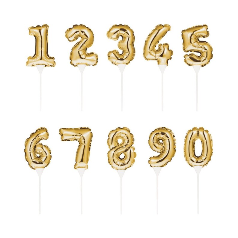 Balloon Cake Topper - Birthday Cake Topper, Gold Balloon Cake Topper, 1 ...