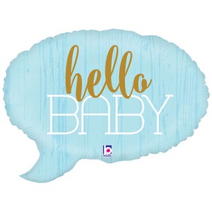 Hello Baby Balloon - Baby Shower Decorations, Blue Baby Shower, Hello ...