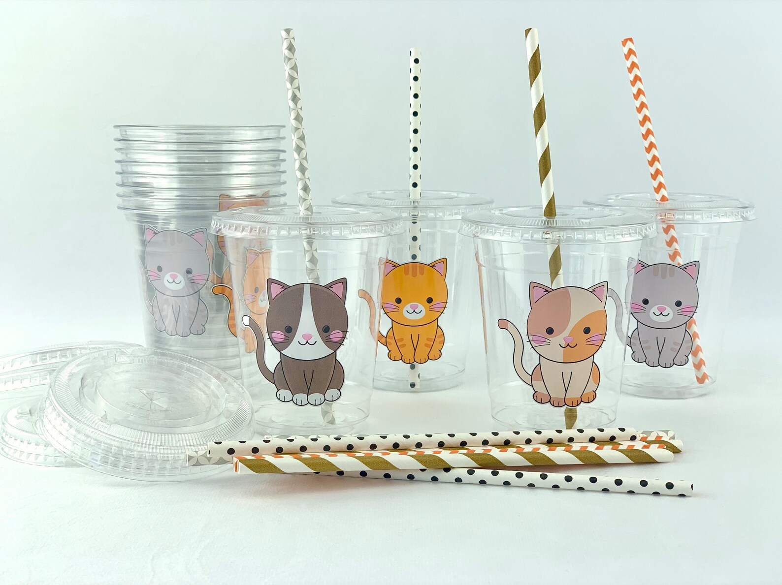Cat Themed Party Cups, Kids Birthday Decor, Disposable Drinkware, Favor ...