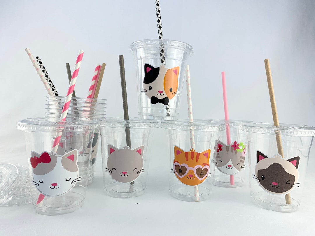 Cat Cups, Plastic Cups, Party Cups, Cat Party, Cat Birthday Party ...