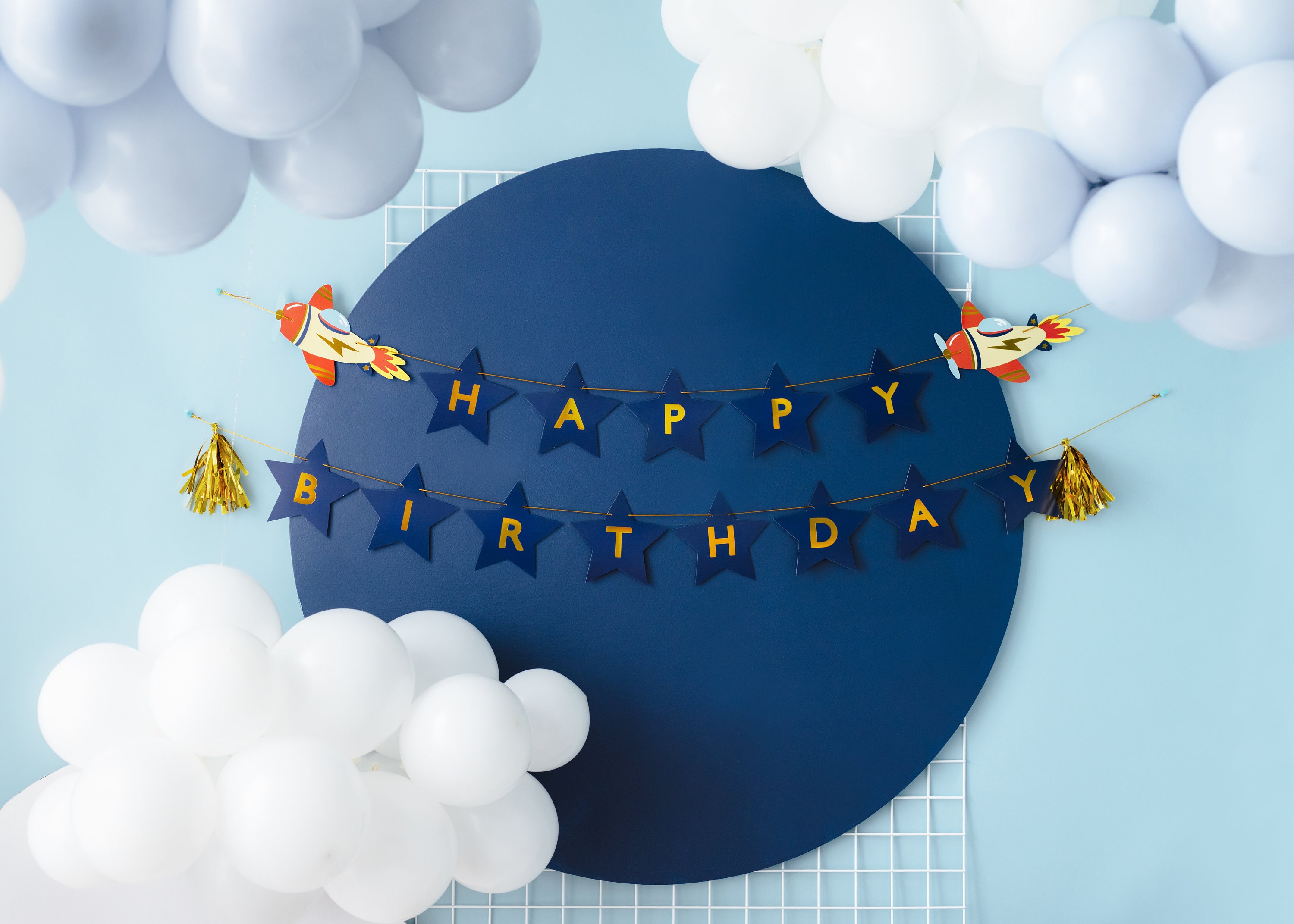 Airplane Birthday Banner - Pilot Party Supplies, Vintage Airplane Party ...