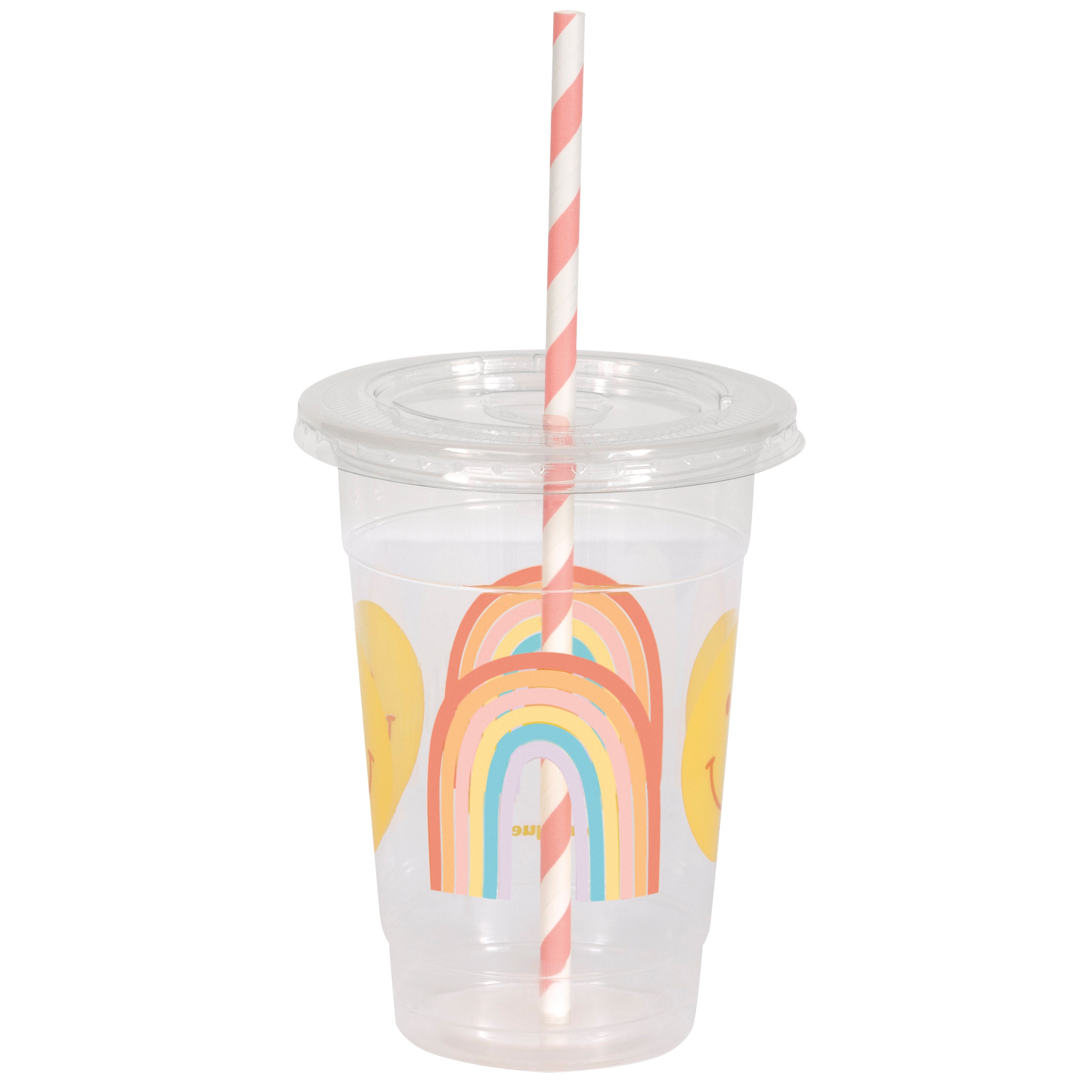 Retro Rainbow Plastic Cups & Straws - Groovy Birthday Decorations ...