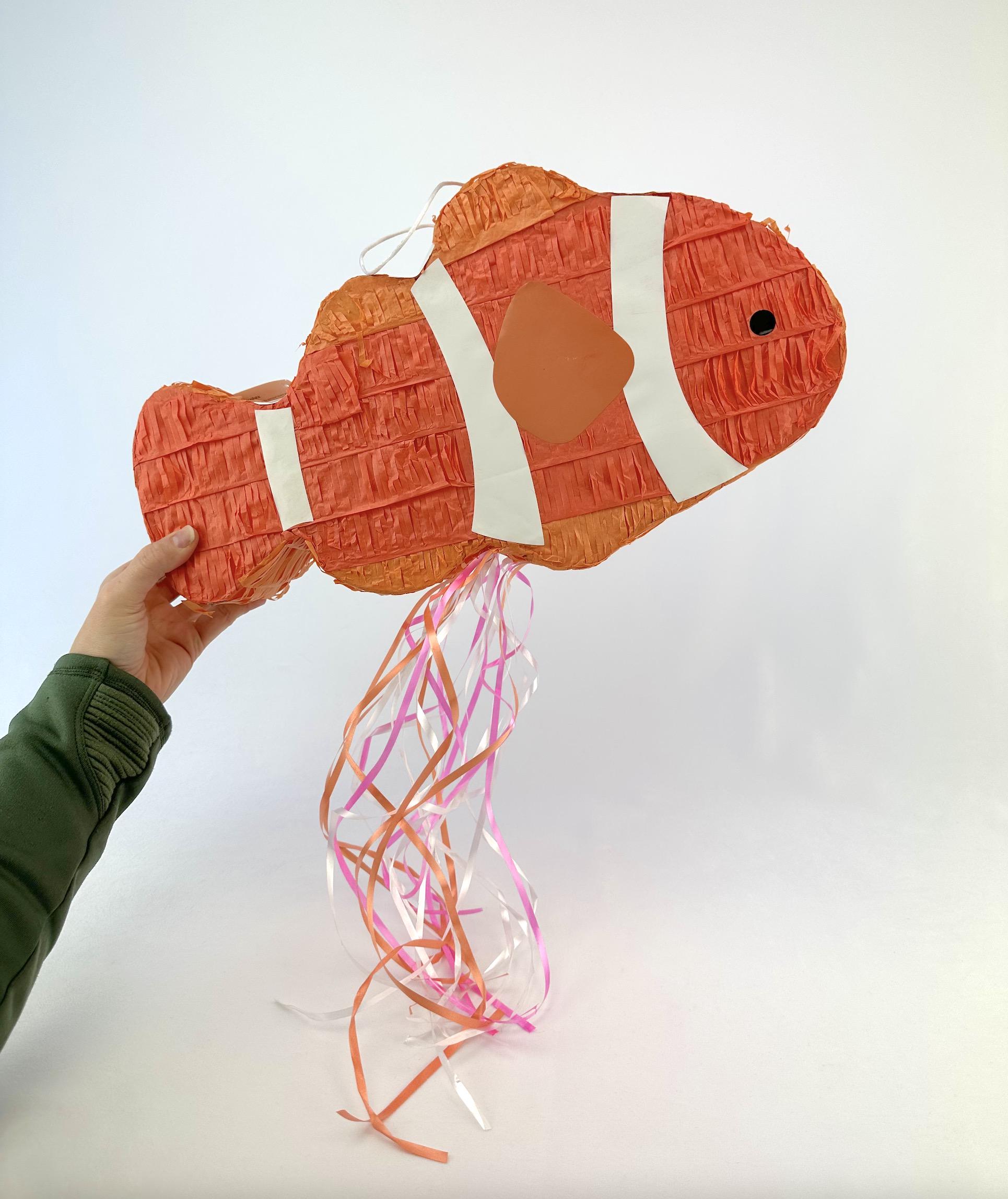 Orange Clown Fish Party Pinata - Ocean Birthday Decorations, Fish Party ...