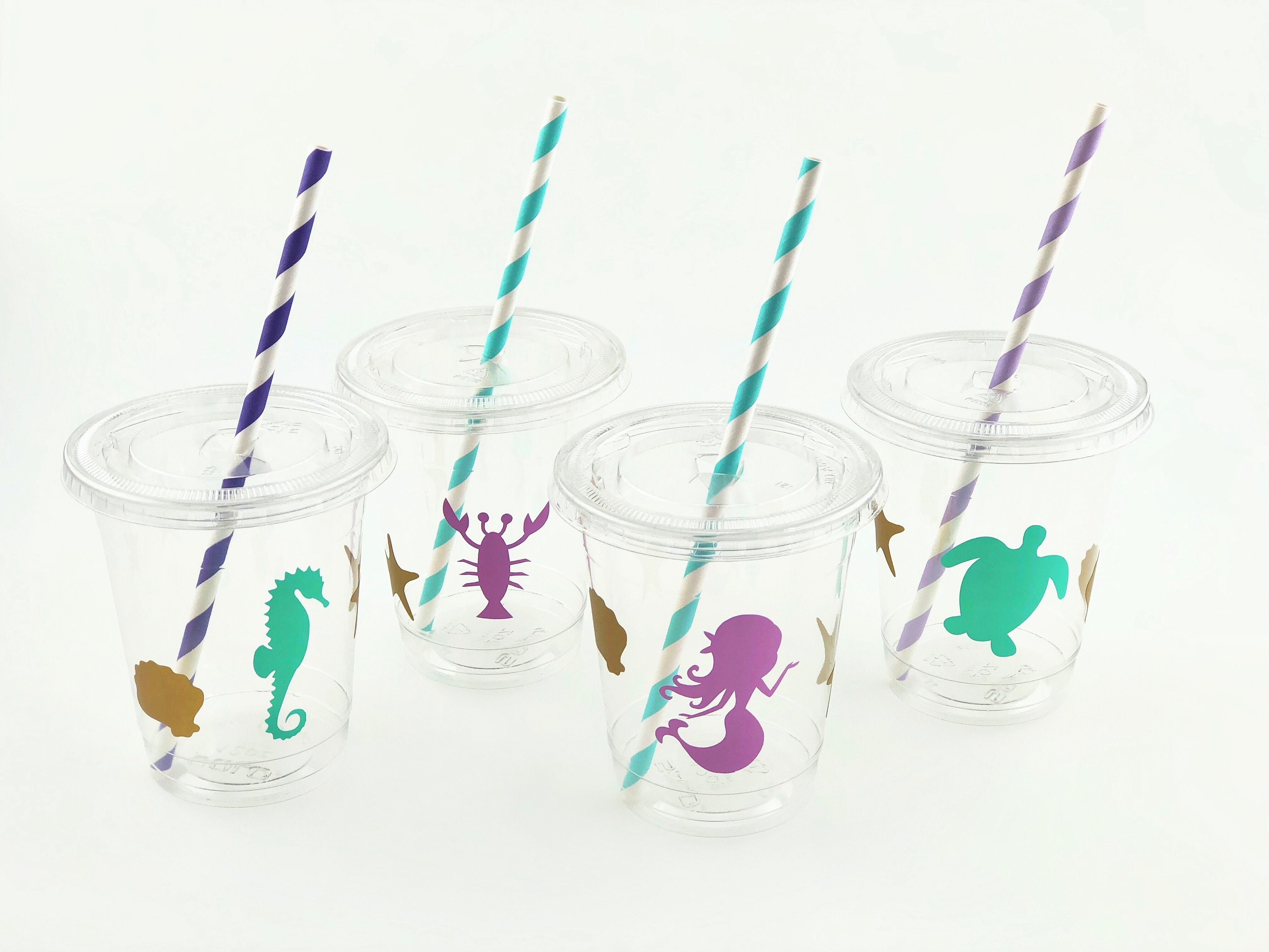 Mermaid Party Cups Mermaid Baby Shower Mermaid Birthday | Etsy