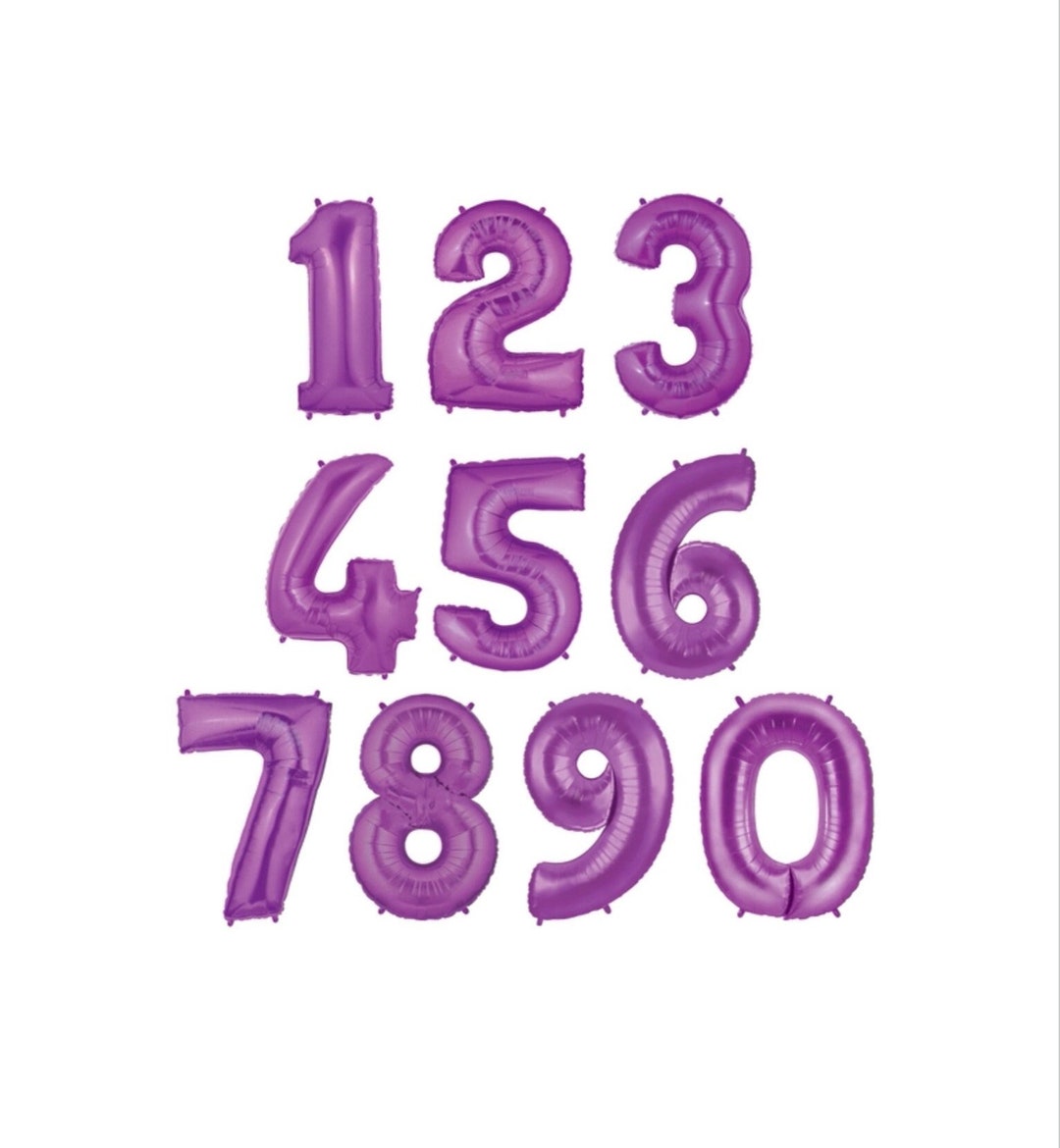 40" Purple Number Balloons, Age Balloons, Girl Birthday, 1 Balloon, 2 ...