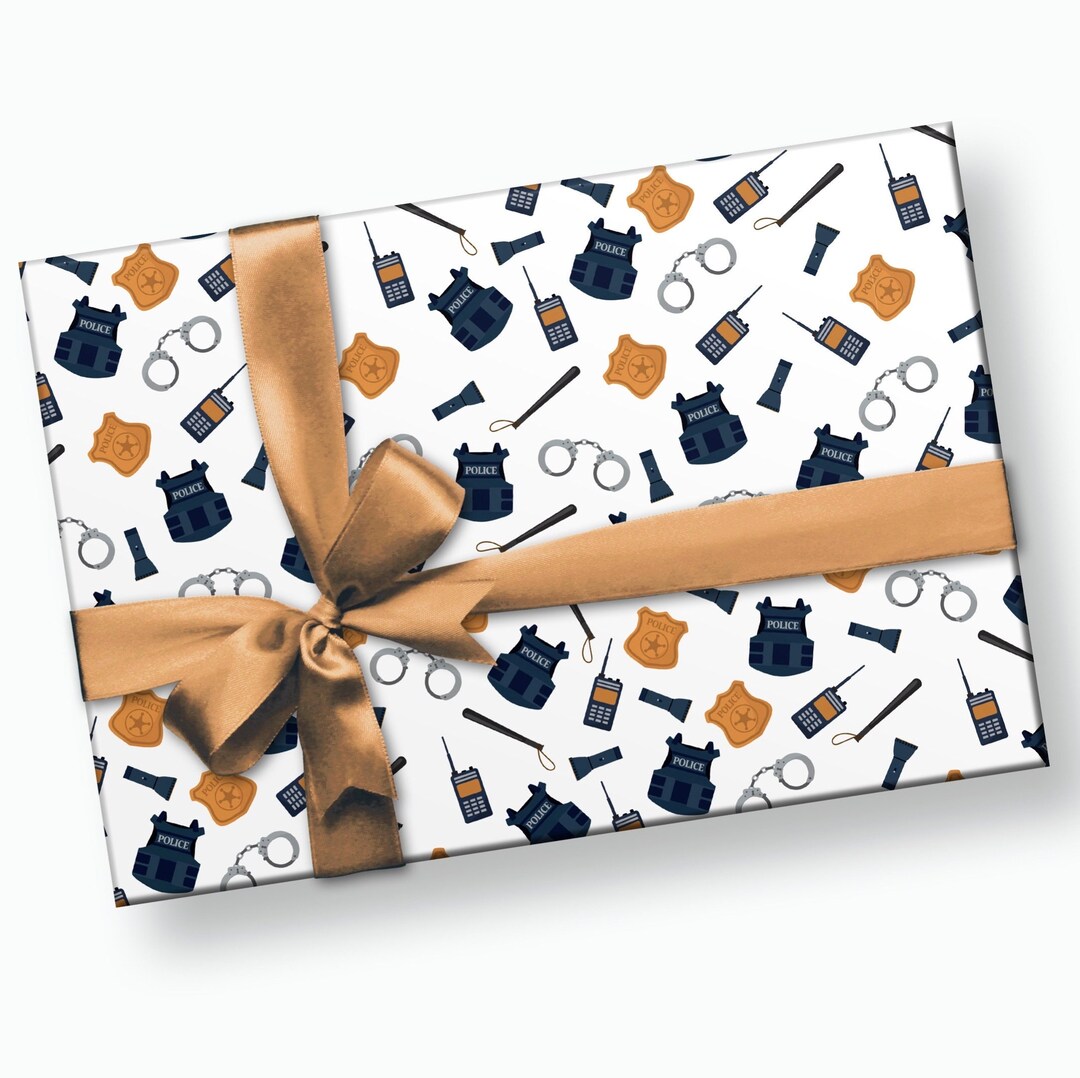 Police Gift Wrap - Retirement Party, Police Party, Police Birthday ...
