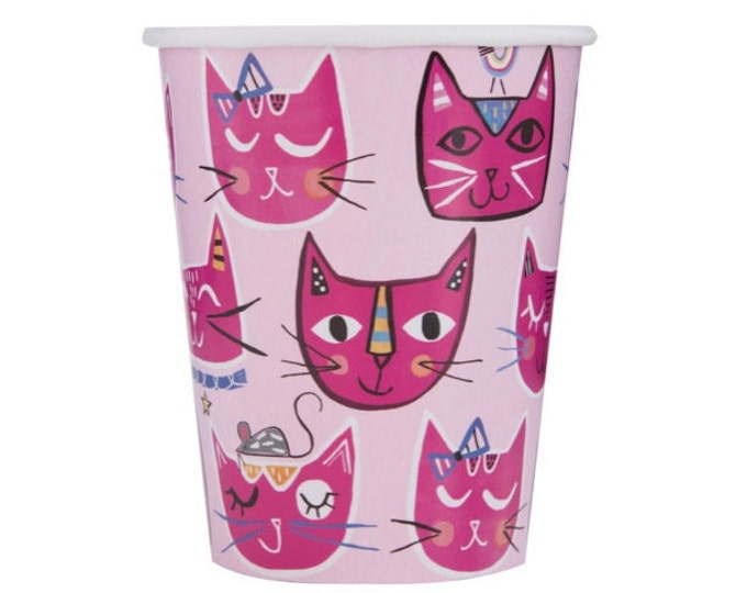 Cat Party Cups - Cat Birthday Supplies, Birthday Party Cups, Cat Party ...