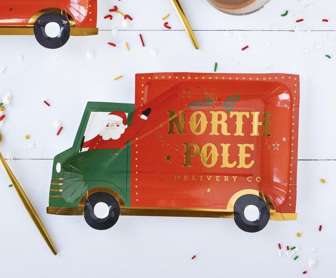 North Pole Christmas Plates - Santa Party Plates, North Pole Party ...