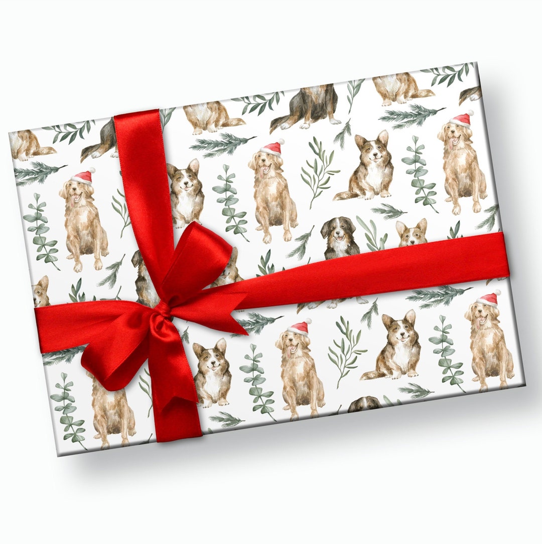 Dog Wrapping Paper - Christmas Wrapping Paper, Holiday Gift Wrap, Dog ...