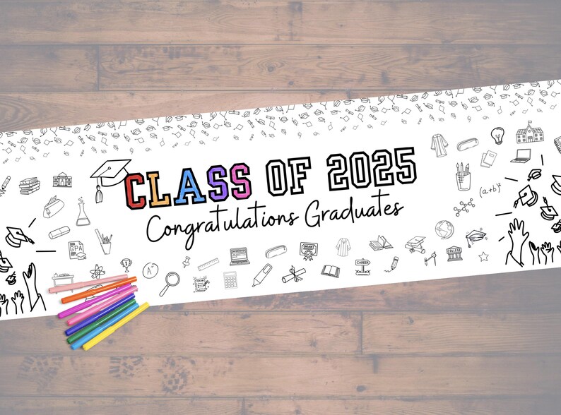 Coloring Table Runner Class of 2025 Graduation 20" X 72" Paper, Custom ...