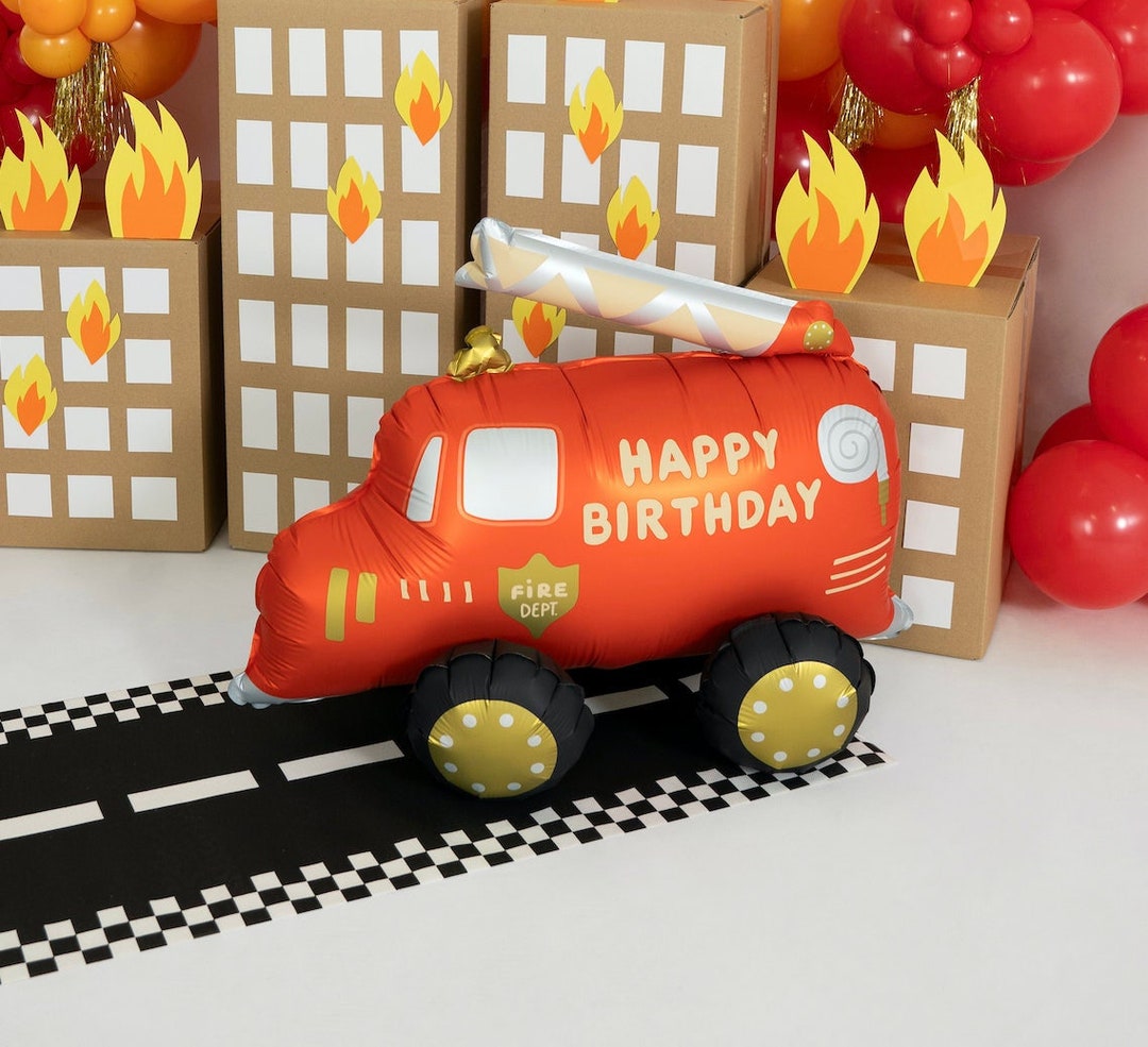 Firetruck Birthday Balloon - First Responders Birthday Decorations ...