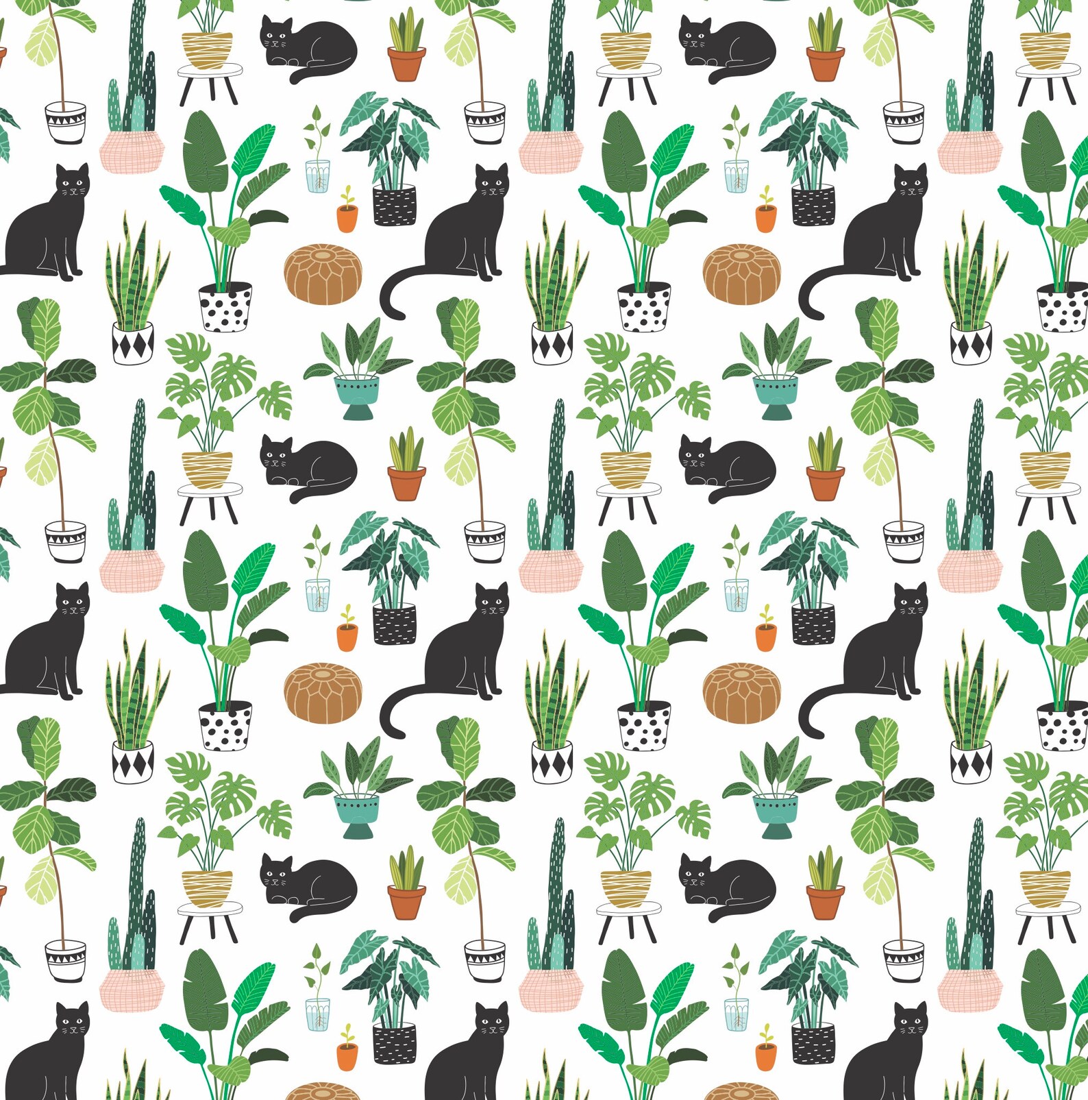 Plant Wrapping Paper Plant Gift Wrap Cat Wrapping Paper - Etsy