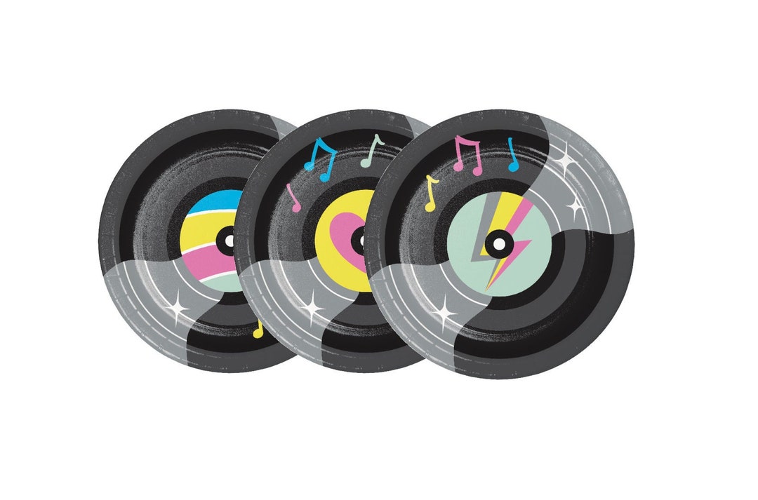 Record Paper Plates - Popstar Birthday Decorations, Karaoke Party ...