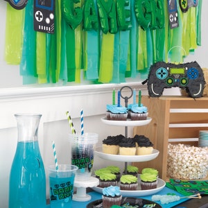 Game Over Party Plates - Gamer Birthday Plates, Level up Party Supplies ...