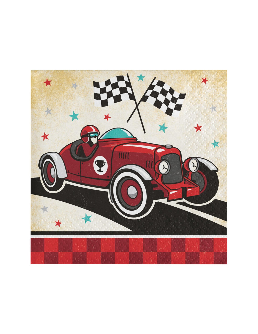 Race Car Napkins - Vintage Race Car Party Napkins, Birthday Napkins ...