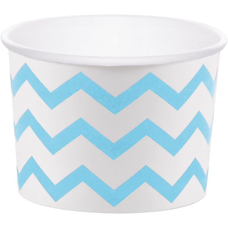 Blue Chevron Treat Cups - Ice Cream Cups, Blue Birthday, Blue Birthday ...