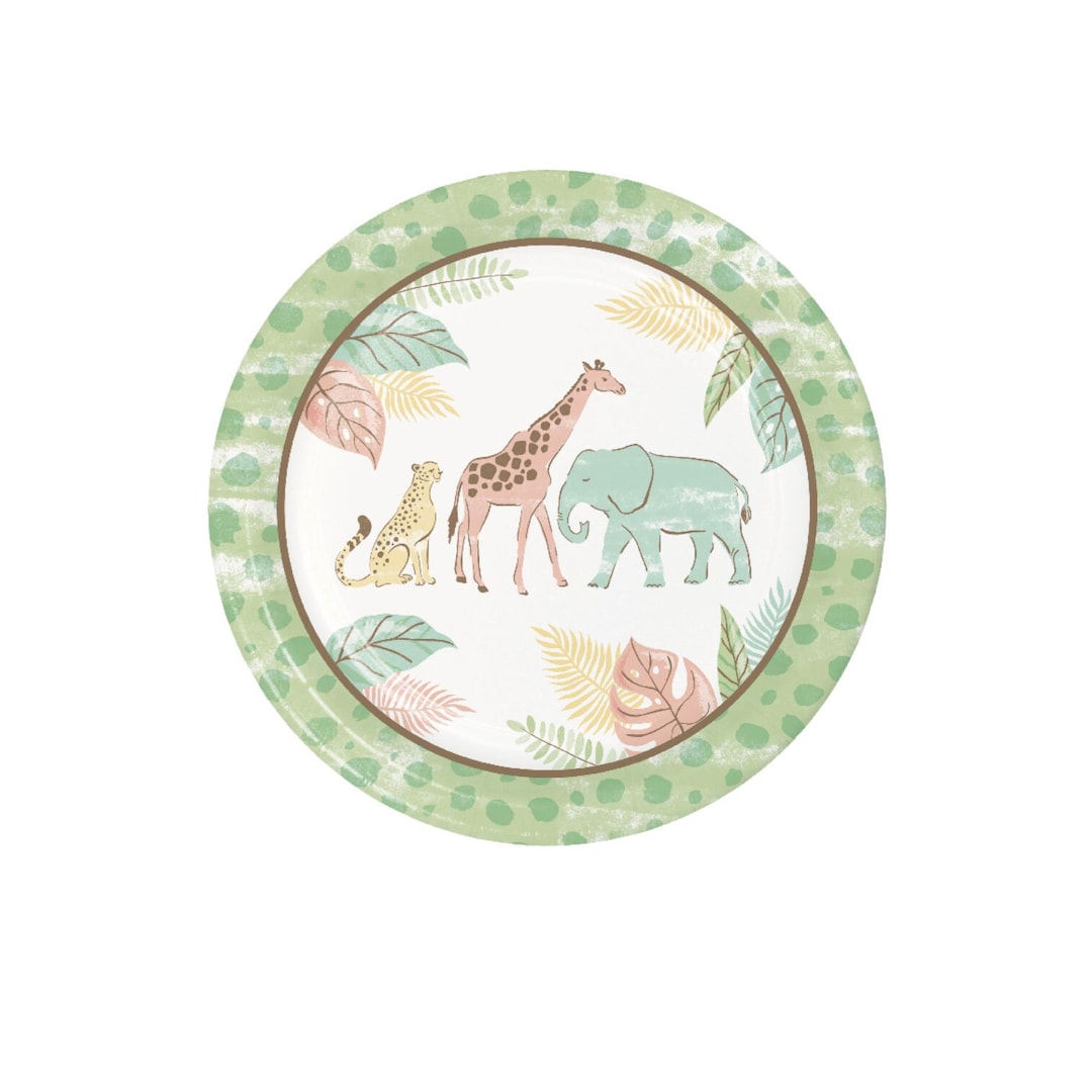 Safari Party Paper Plates - Jungle 1st Birthday Decorations, Wild One ...