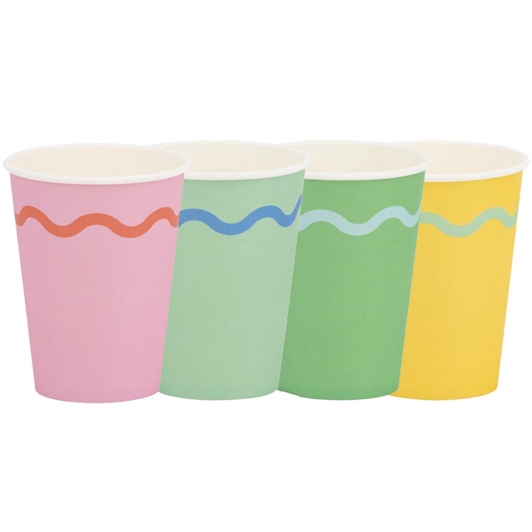 Artist Party Cups 12ct - Pastel Rainbow Party, Crayon Birthday Cups ...