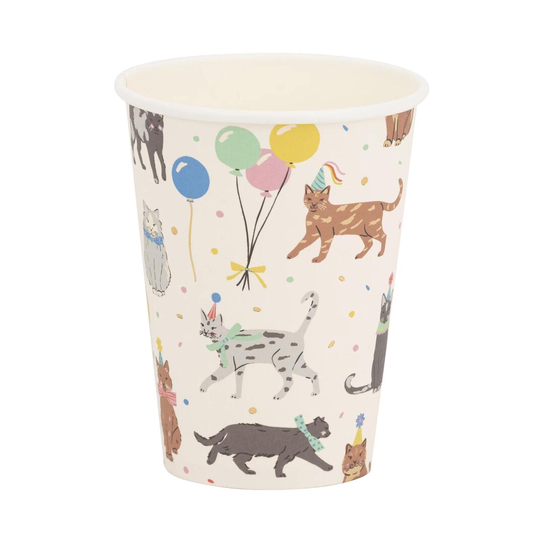 Kitten Party Cups 8ct - Cat Birthday Cups, Paper Drink Cups, Party ...