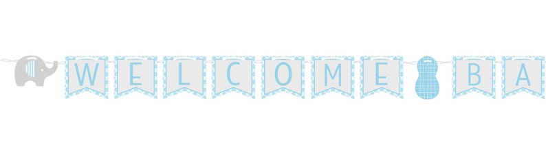 Elephant Banner - Blue Elephant Baby Shower, Baby Banner, Shower Banner ...