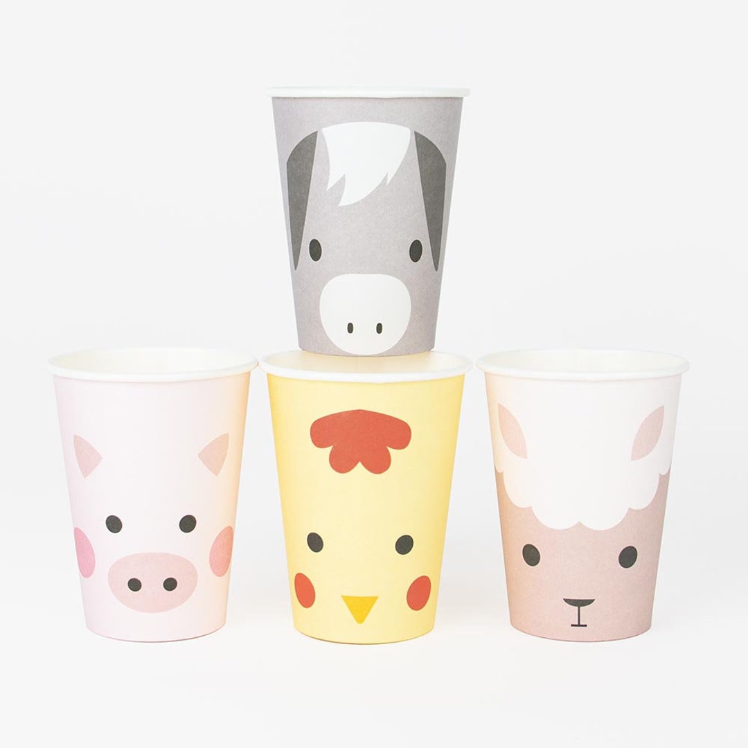 Farm Animal Party Cups - Barnyard Birthday Decorations, Farm Party ...