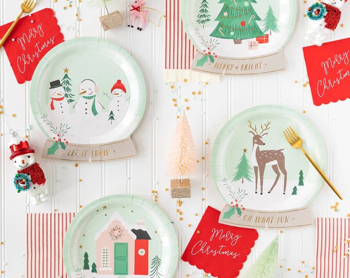 Snow Globe Plates - Winter Wonderland Party, Gingerbread House Party ...