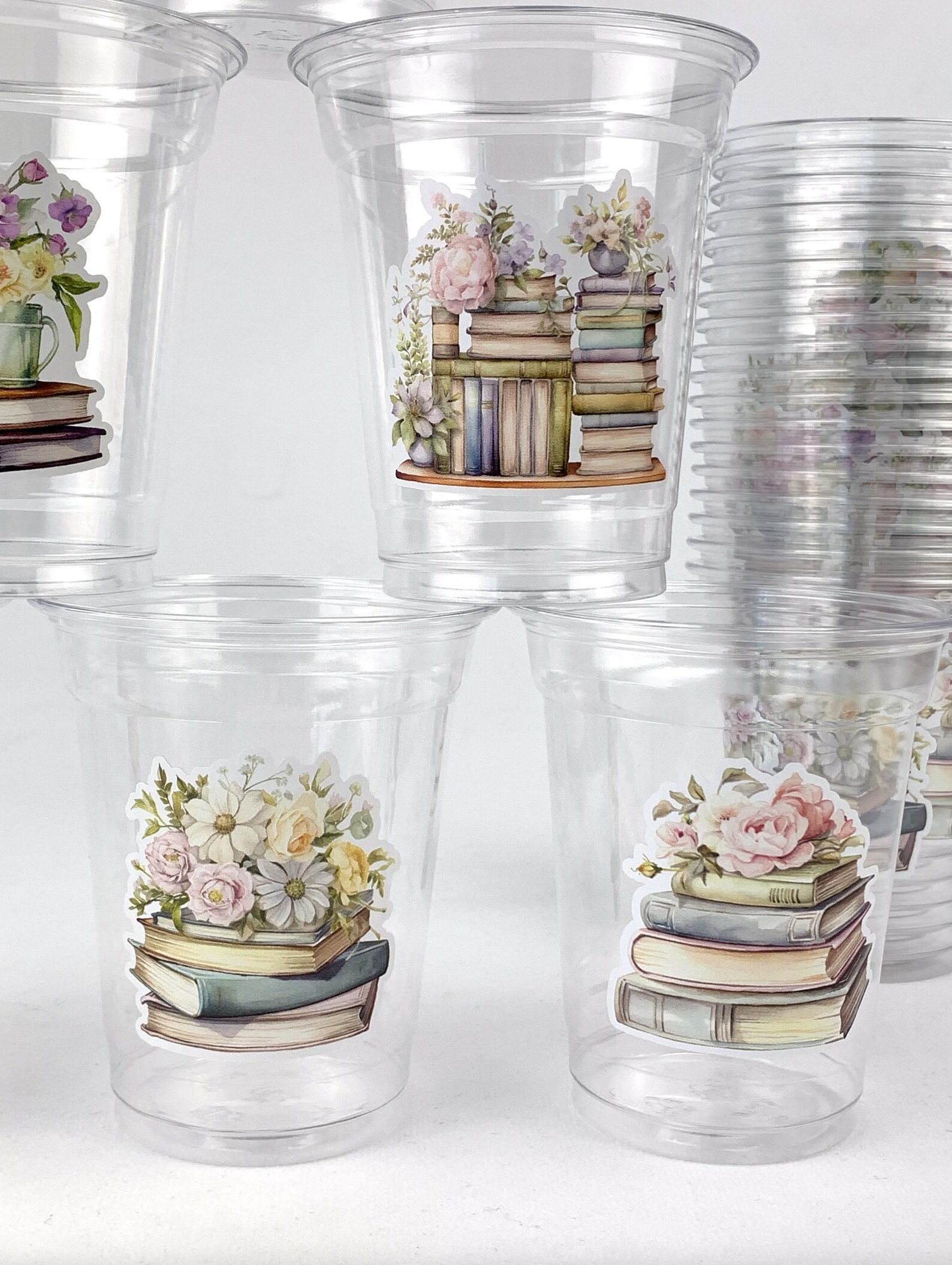 Floral Book Party Cups 24ct 12oz Plastic Cups – Library Theme New ...
