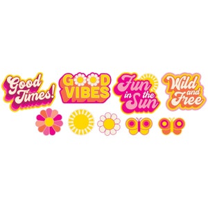 Groovy Wall Cutouts - Flower Power Party, Hippie Birthday Decorations ...