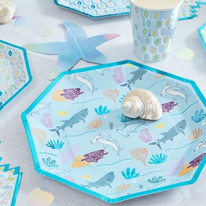 Ocean Sharks Party Plates - Shark Birthday Decorations, Beach Party ...