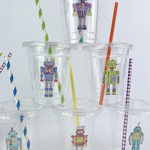 Robot Party Cups 12ct - Robot Birthday Decorations, Robot Party ...