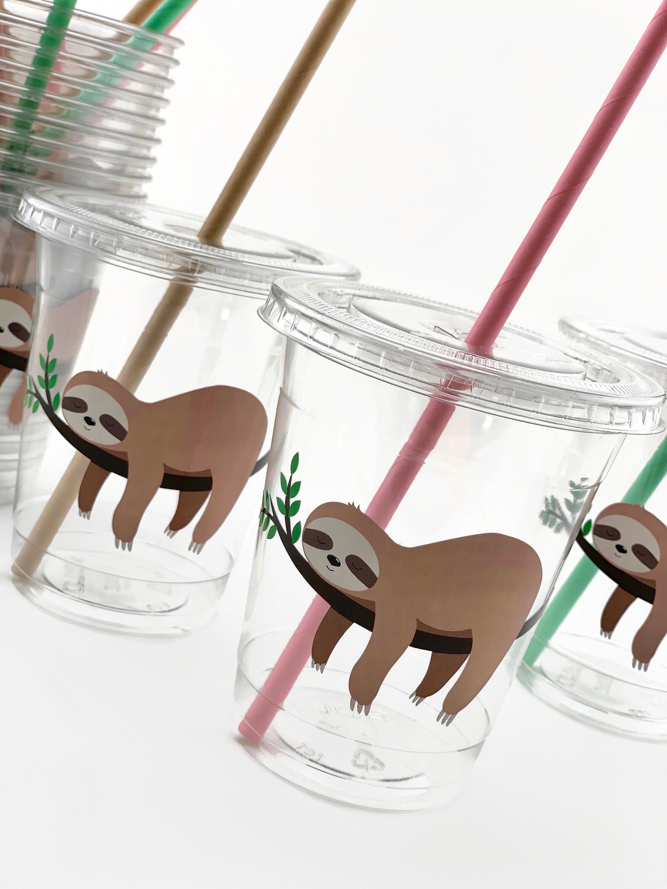 Pink Sloth Party Cups Sloth Birthday Sloth Party Supplies | Etsy