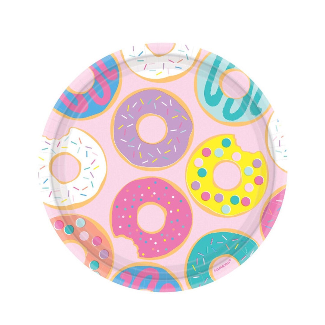 Donut Party Plates - Donut Birthday Decorations, Donut Party Supplies ...