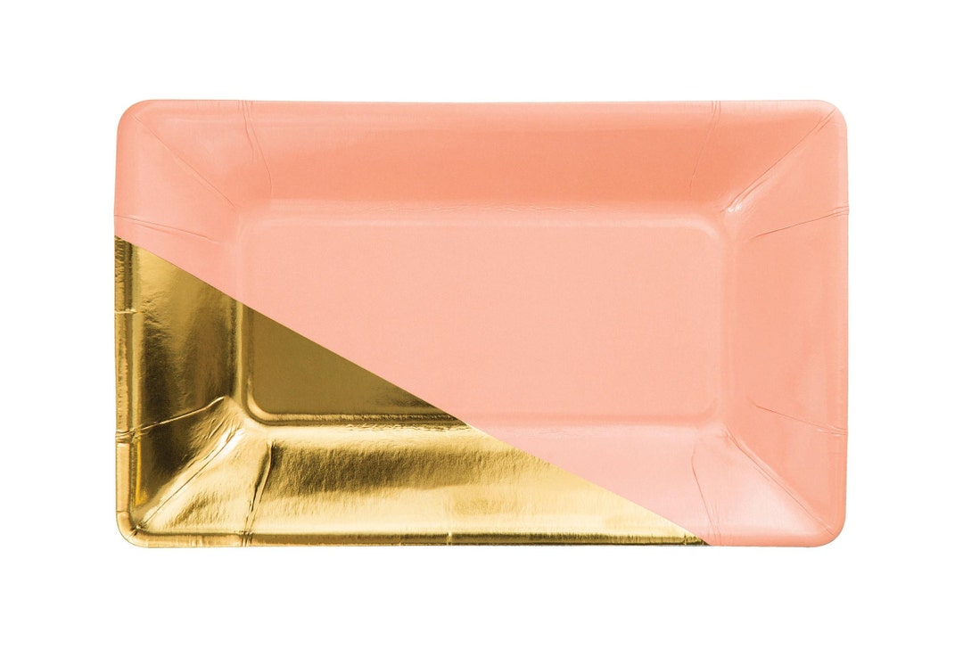 Coral and Gold Appetizer Tray - Wedding Plates, Baby Shower, Coral ...