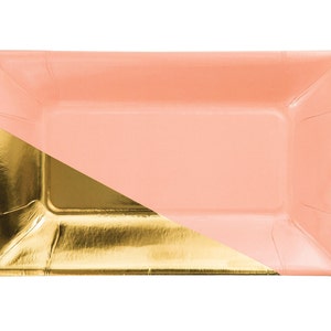 Coral and gold paper plates store