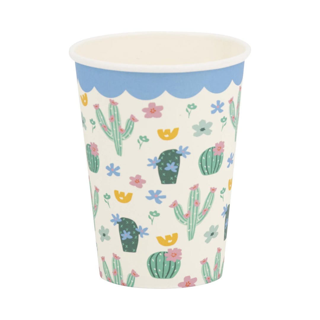 Cactus Fiesta Cups - Paper Drink Cups, Fiesta Favors, Floral Cactus ...