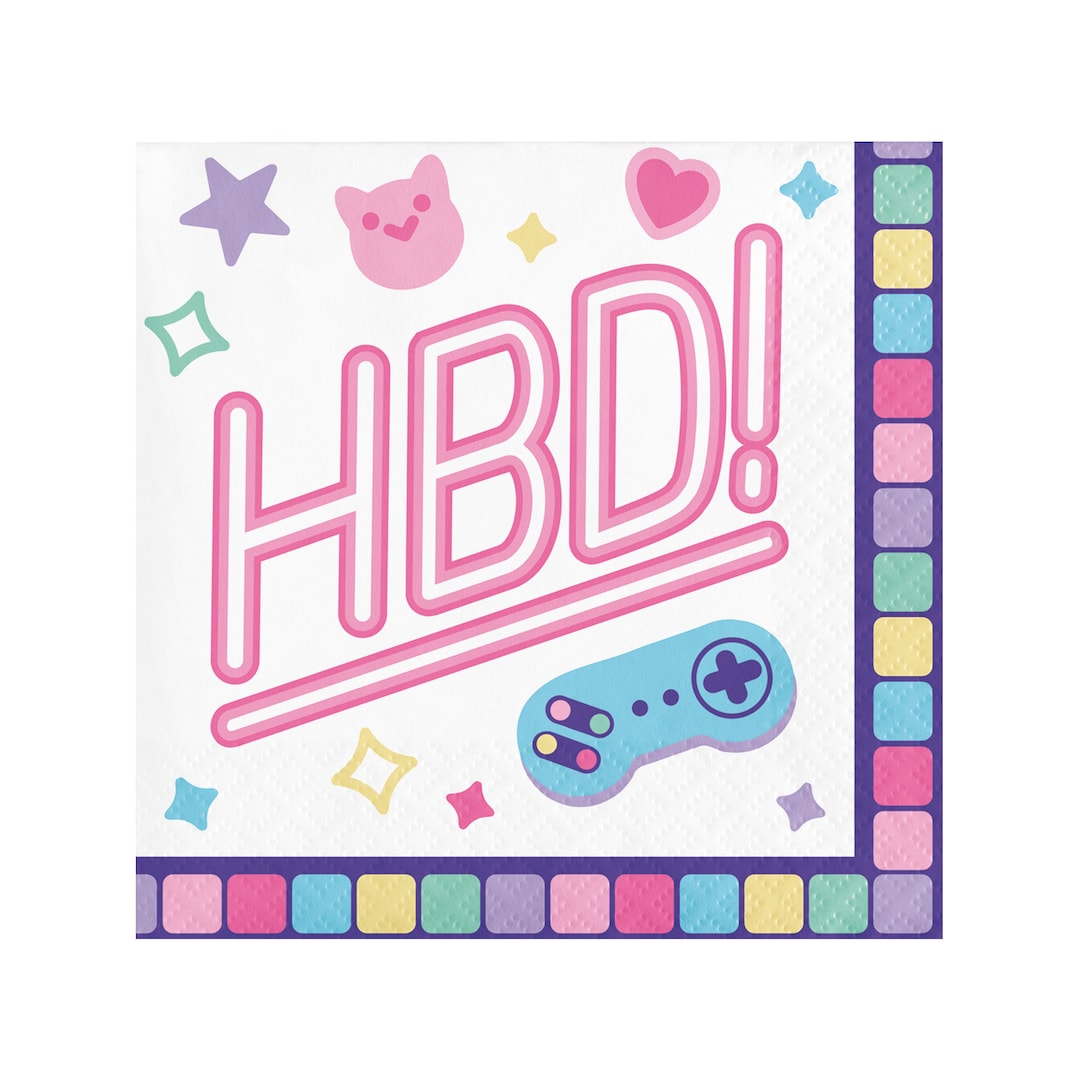 Girl Gamer Birthday Napkins - Gaming Party Napkins, Game on Birthday ...