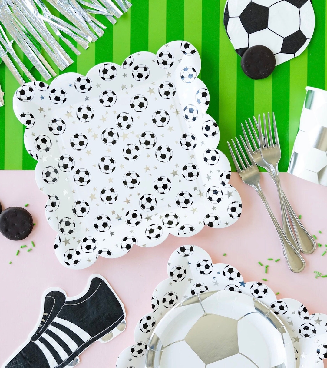 Soccer Paper Plates, Large Disposable Party Plates, Soccer Birthday ...