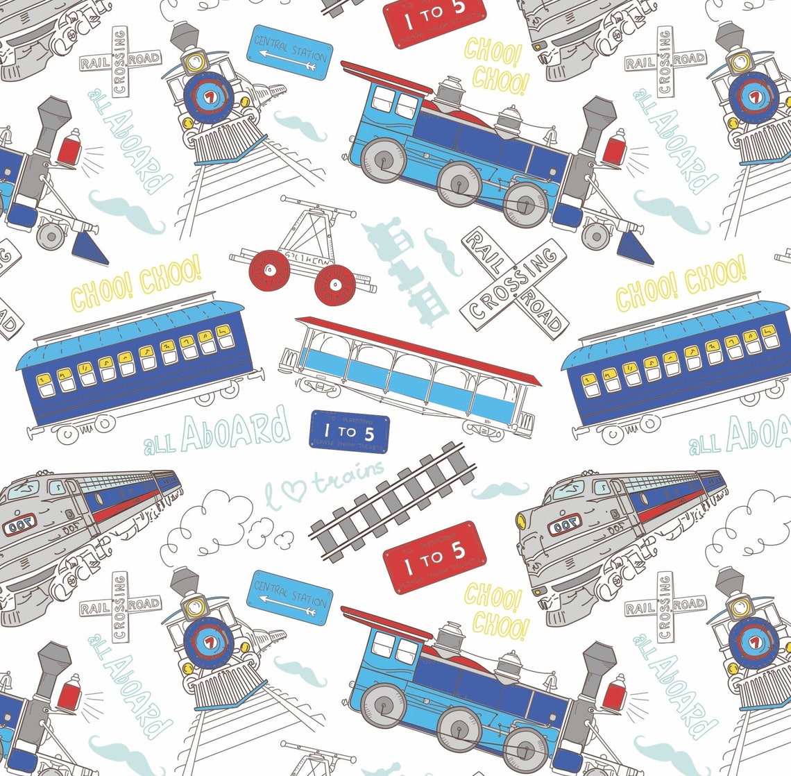 Train Wrapping Paper Train Gift Wrap Train Birthday Party - Etsy