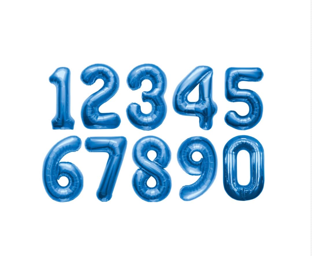 34" Blue Number Balloons - 1 Balloon, Two Balloon, 3 Balloon, 4 Balloon ...