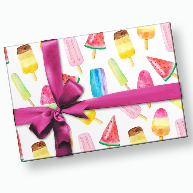 Popsicle Wrapping Paper - Ice Cream Party, Ice Cream Birthday, Popsicle ...